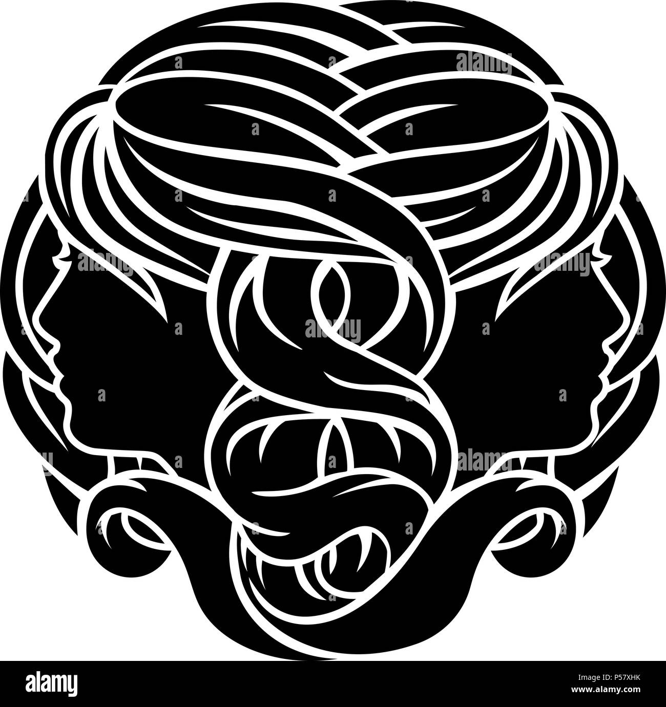 Gemini Twins Horoscope Zodiac Sign Stock Vector Image & Art - Alamy
