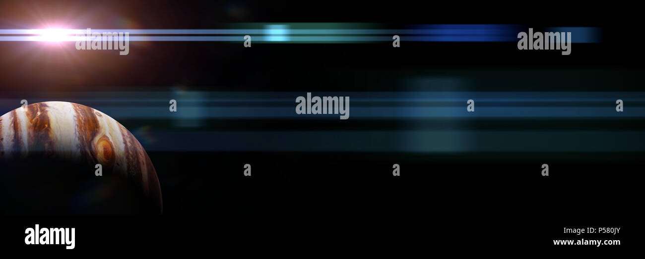 planet Jupiter and the Sun, 3d rendering banner, elements of this image ...