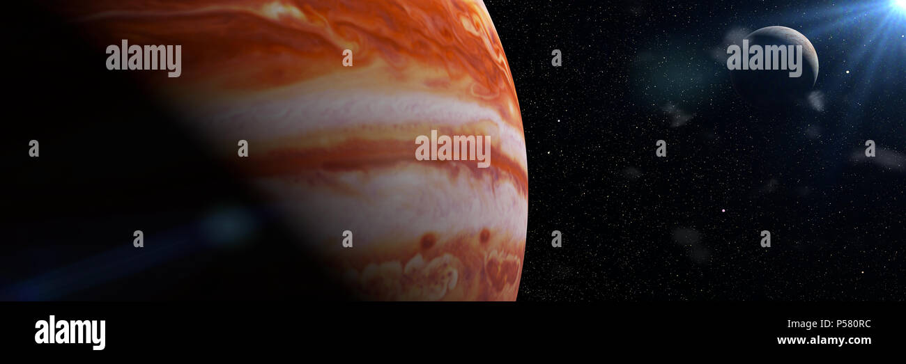 Jupiter's moon Europa and the planet Jupiter, largest in the solar ...