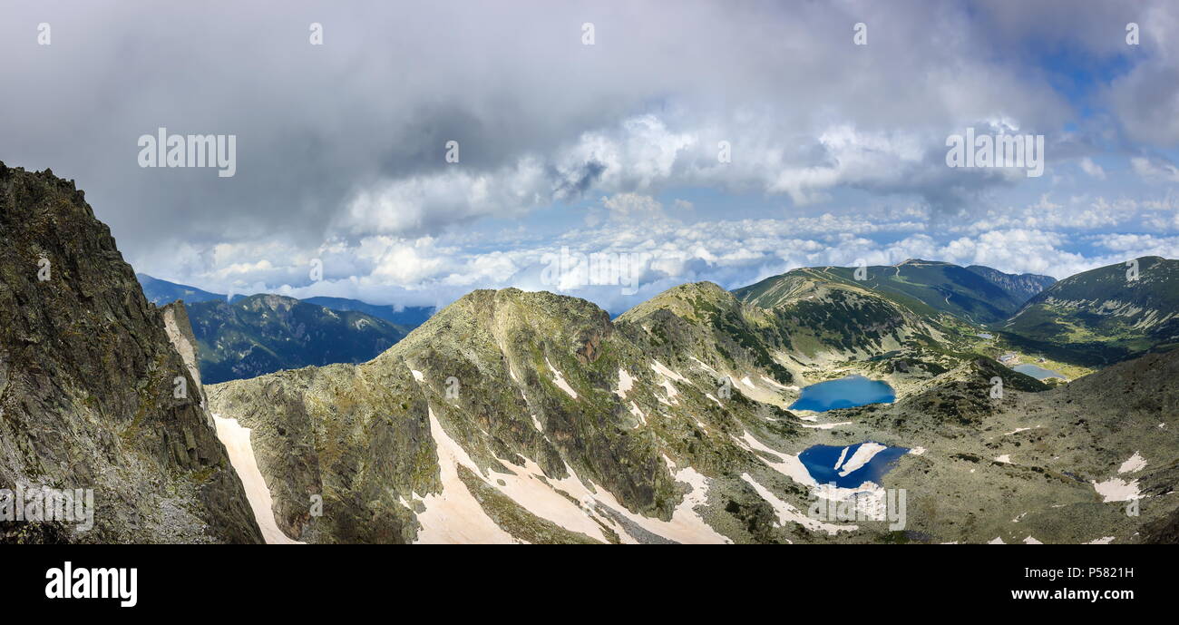 Amazing panoramic view from track to Musala summit on Rila lakes and ...
