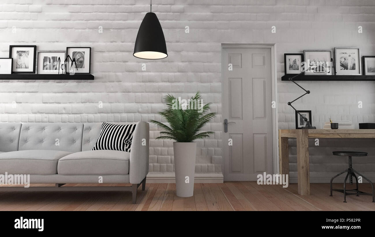 3D render of a modern room interior Stock Photo - Alamy