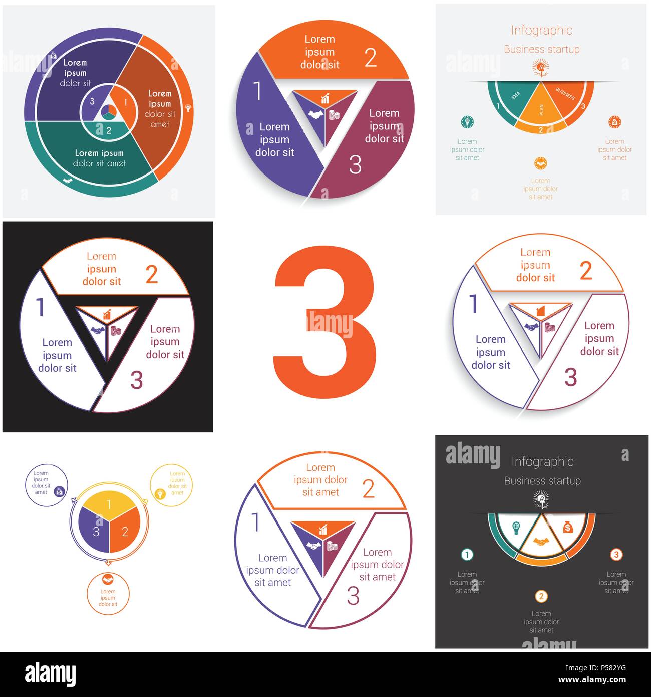 Set universal elements for templates Infographics cyclic conceptual ...