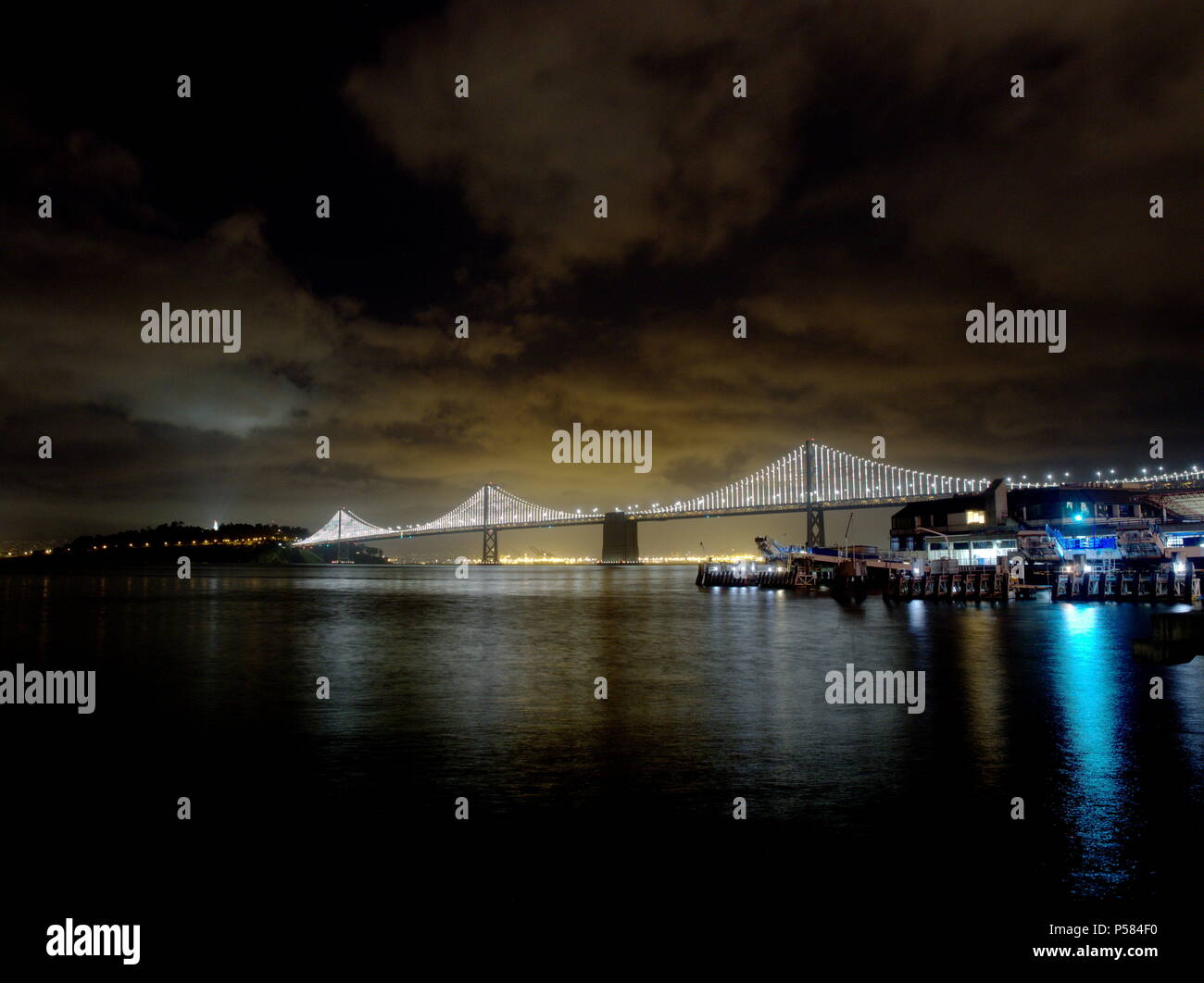 San Francisco Bay bridge at night, California, USA Stock Photo - Alamy