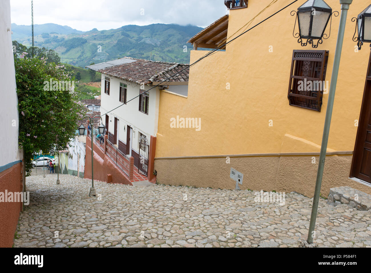 Jerico, Colombia, Antioquia, streets of the colonial city, located in ...