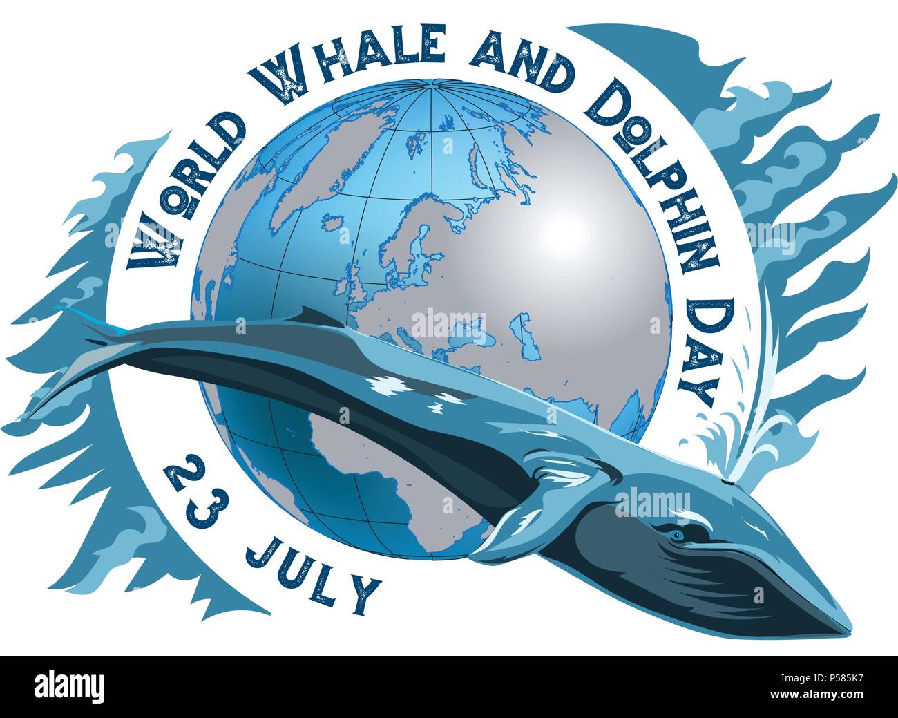 World Whale and Dolphin Day. 23 July. Concept of ecological holiday ...