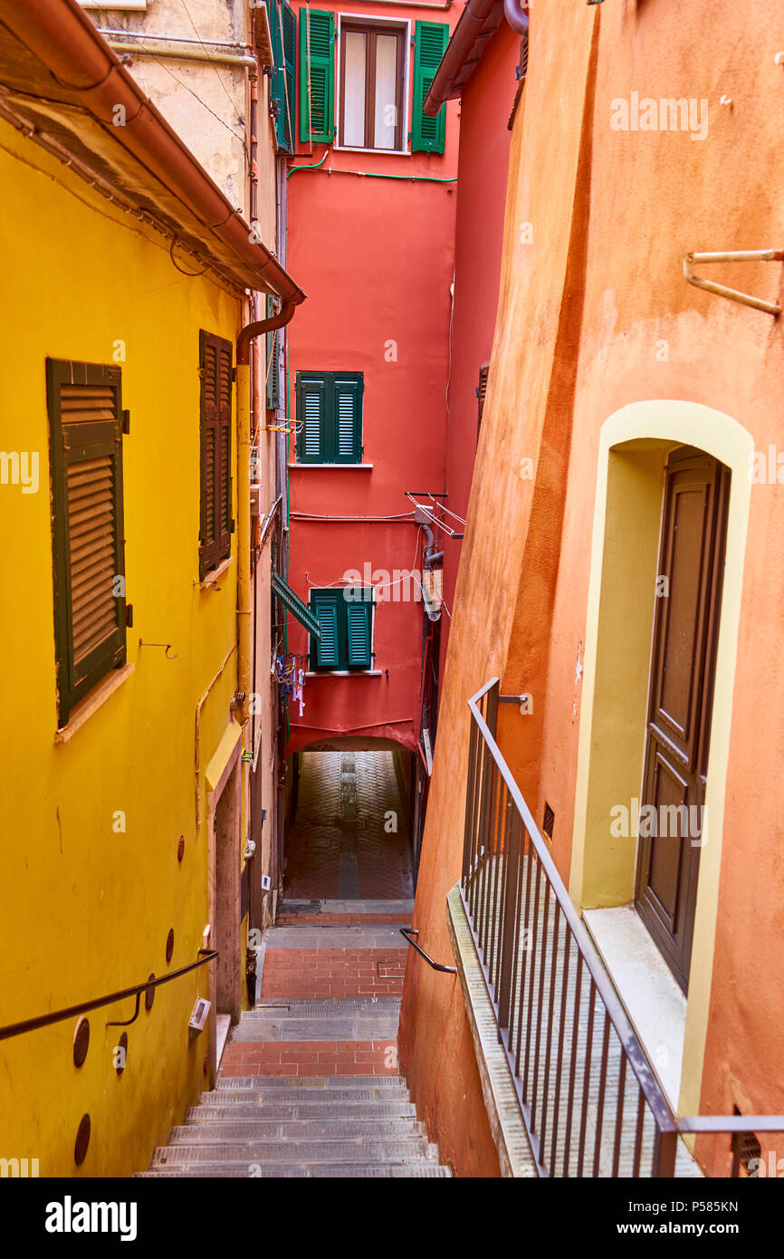 Typical Narrow Italian Streets at Picturesque Town Lerici Liguria Italy ...