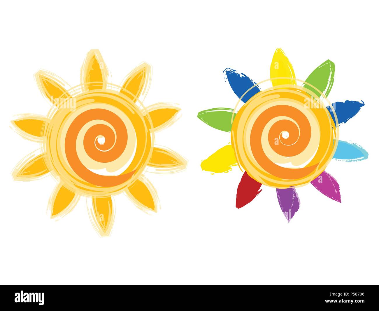 Set sun icons bright Cut Out Stock Images & Pictures - Alamy