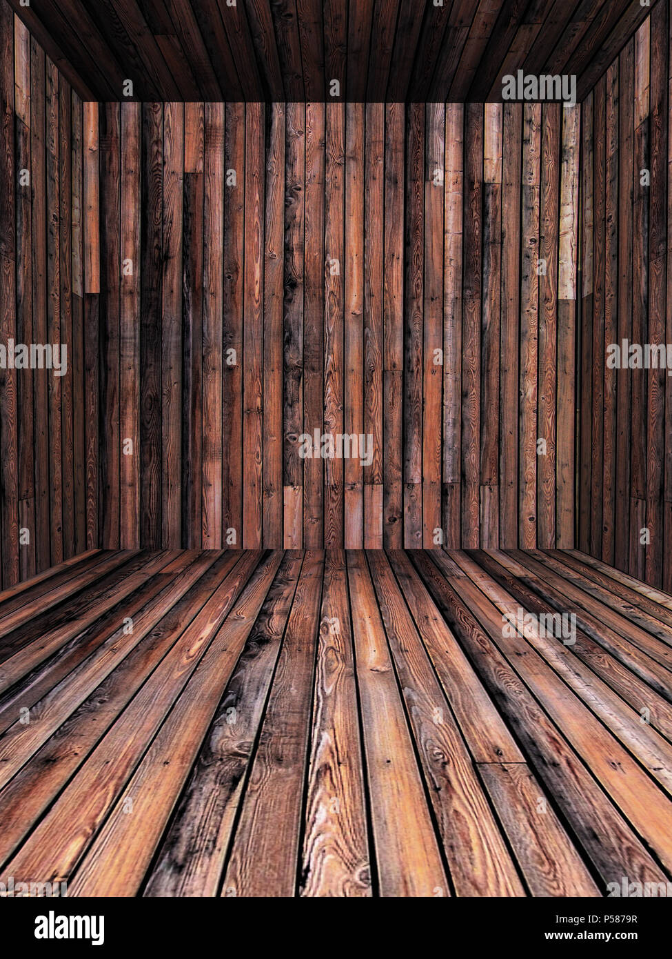 3D render of a wooden room interior Stock Photo - Alamy