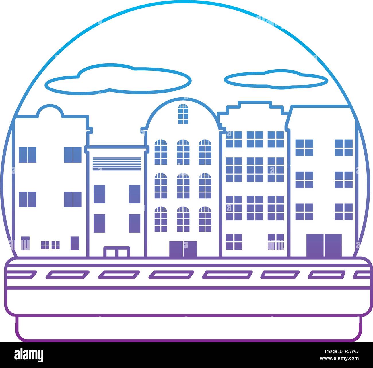 degraded line architecture building modern urban city vector ...