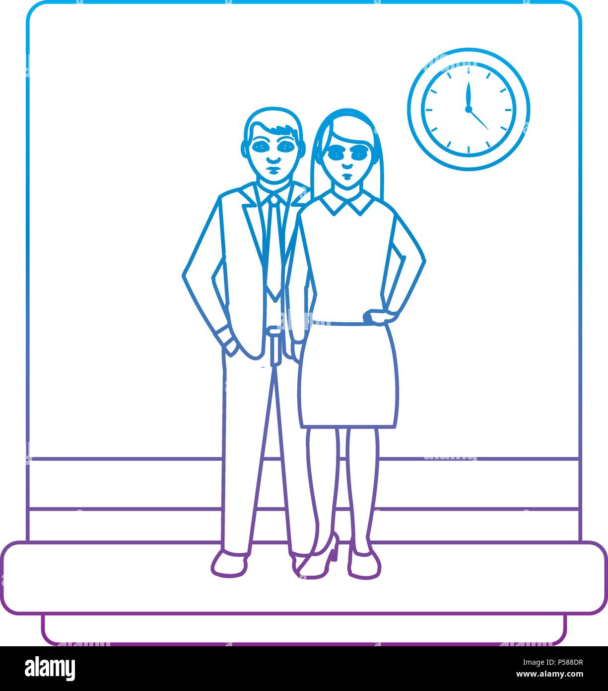 degraded line elegants businesspeople professional work project vector ...