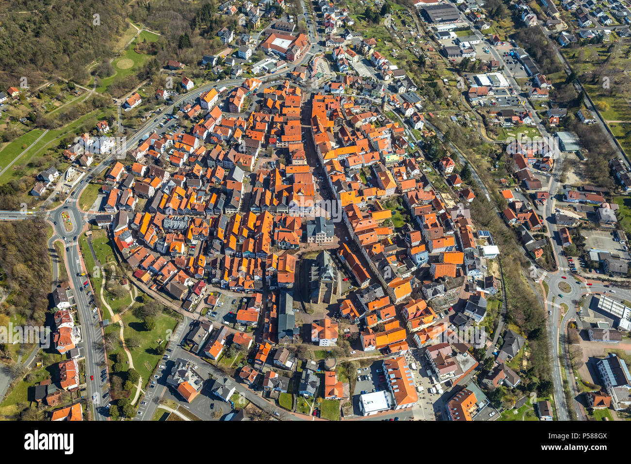 Kern city Wildungen with Evangelical town church on the town hill, in Bad Wildungen in Hesse ...