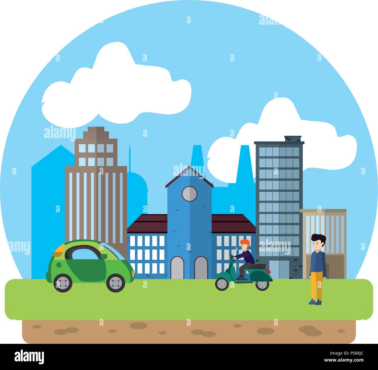 ecology city building to care environment vector illustration Stock ...