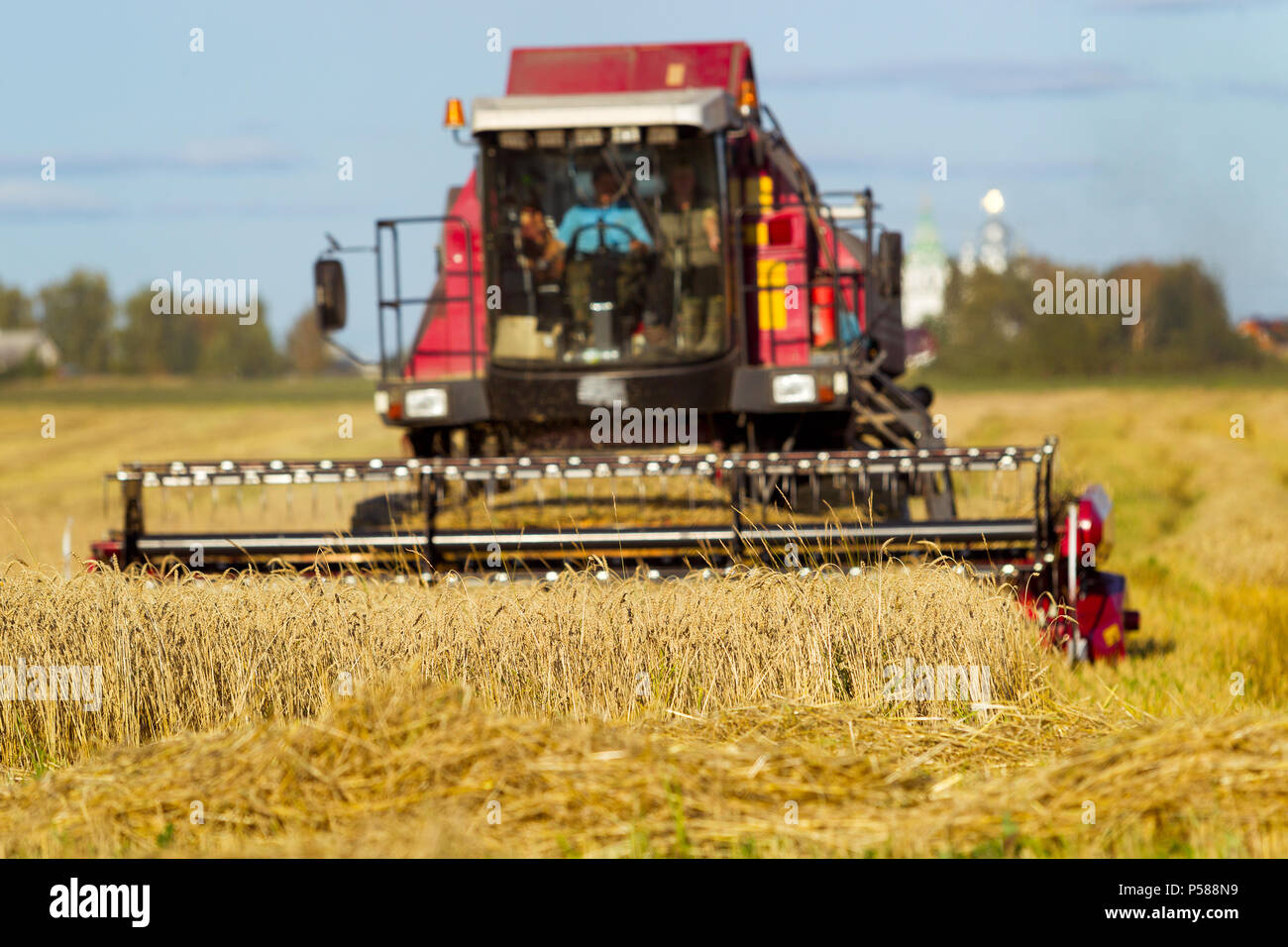 Wheat field, agricultural machinery for harvesting Stock Photo - Alamy