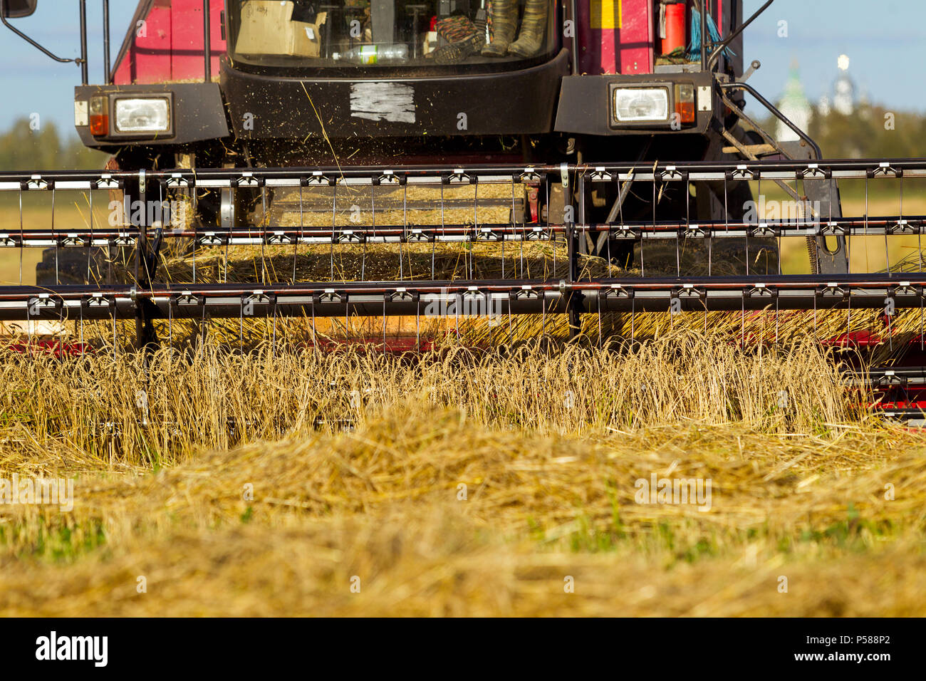 Wheat field, agricultural machinery for harvesting Stock Photo - Alamy