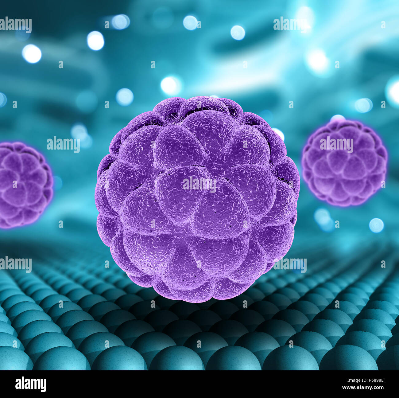 3D render of virus cells on an abstract medical background Stock Photo ...