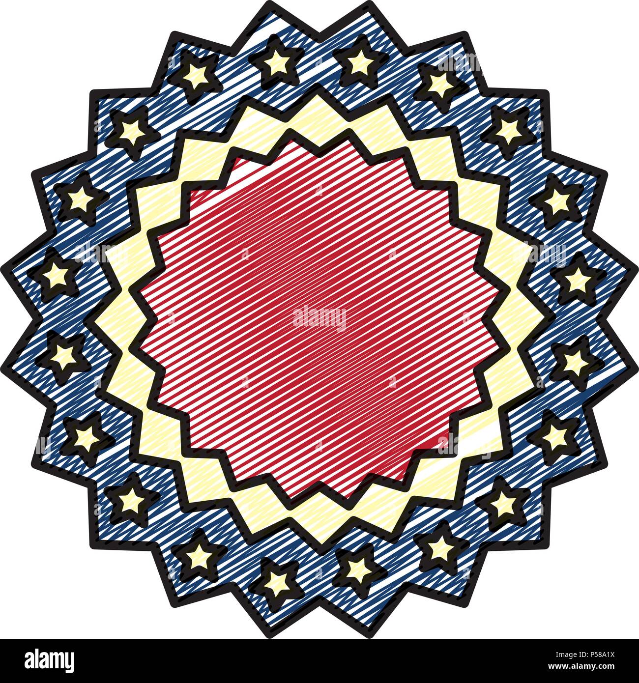 doodle america usa label country nation vector illustration Stock ...