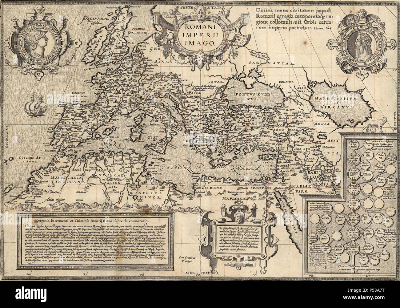 17th century map of the Roman Empire Stock Photo - Alamy