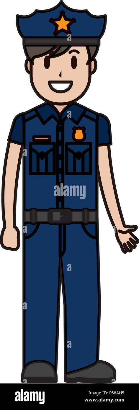 color policeman officer with uniform and hat design vector illustration ...
