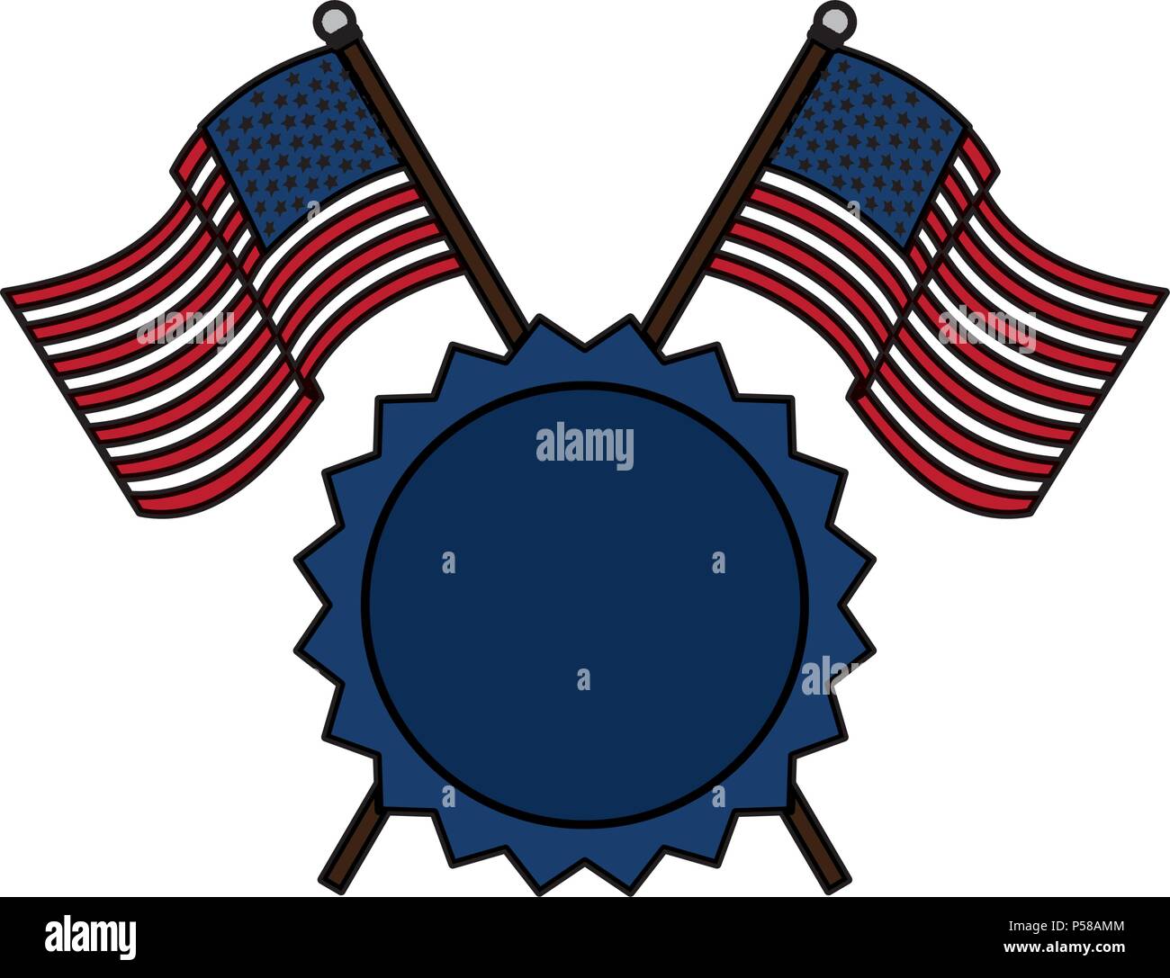 color america usa flags with tag symbol vector illustration Stock ...