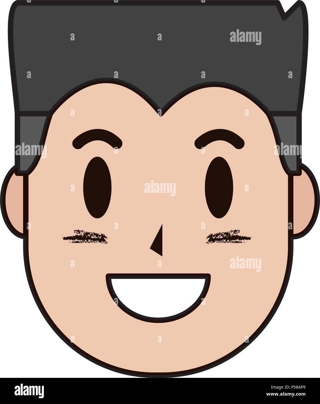 color happy man head with hairstyle design vector illustration Stock ...