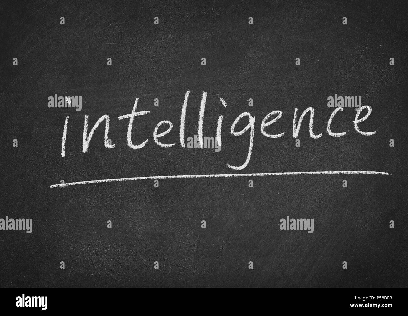 intelligence concept word on a blackboard background Stock Photo - Alamy