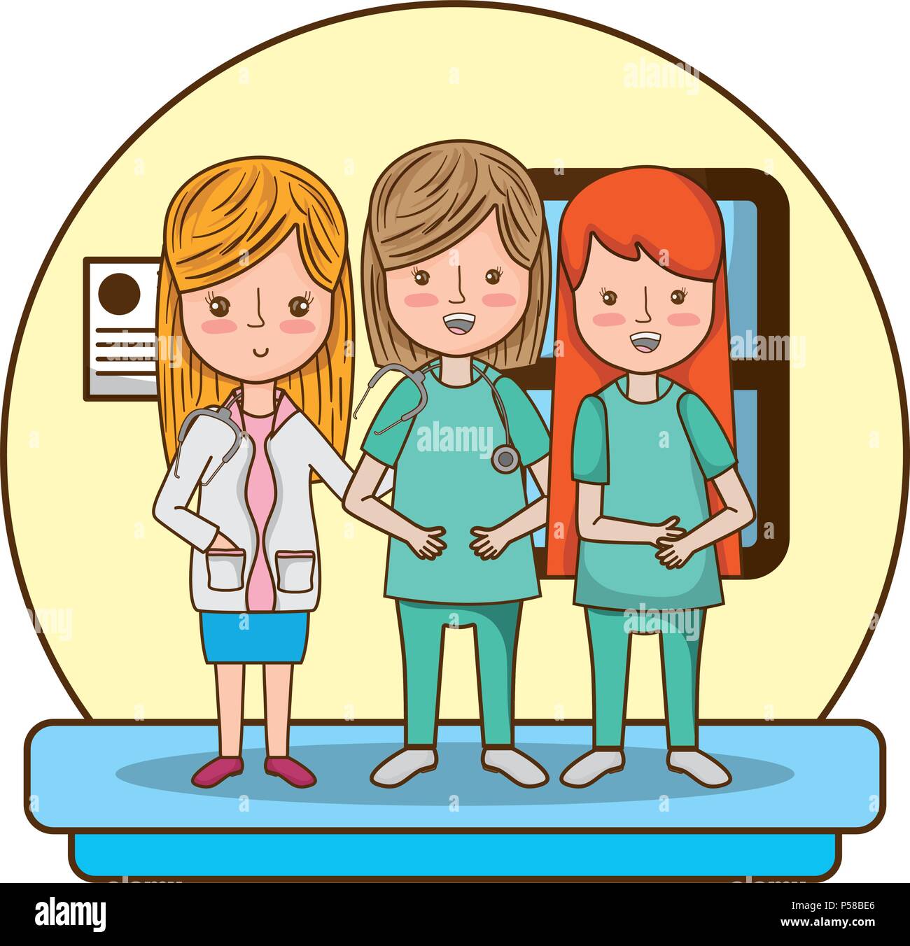 nice women doctors occupation with uniform vector illustration Stock ...