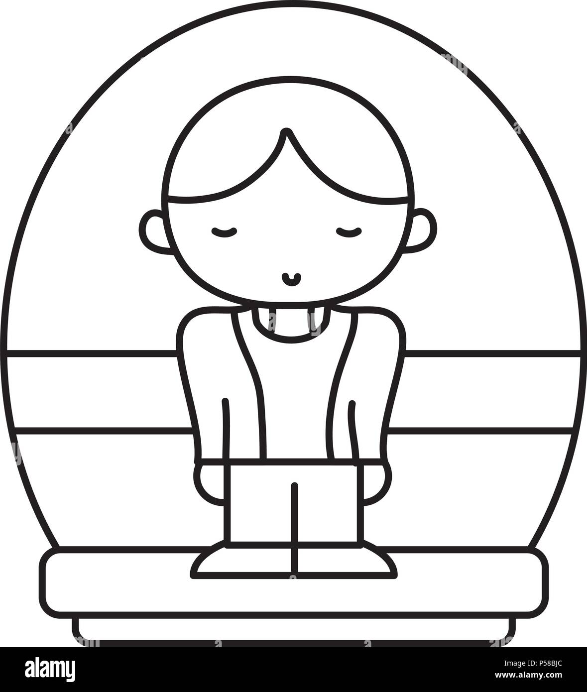 line cute boy with hairstyle and casual clothes vector illustration ...