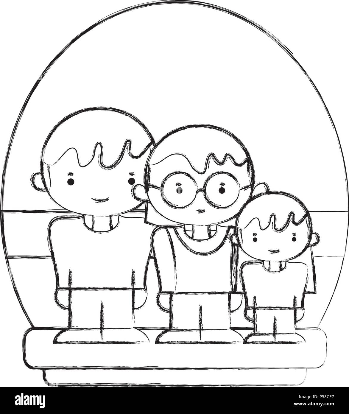 grunge cute family love expression together vector illustration Stock ...