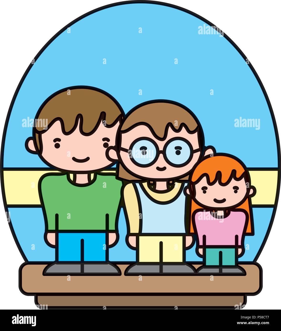 color cute family love expression together vector illustration Stock ...