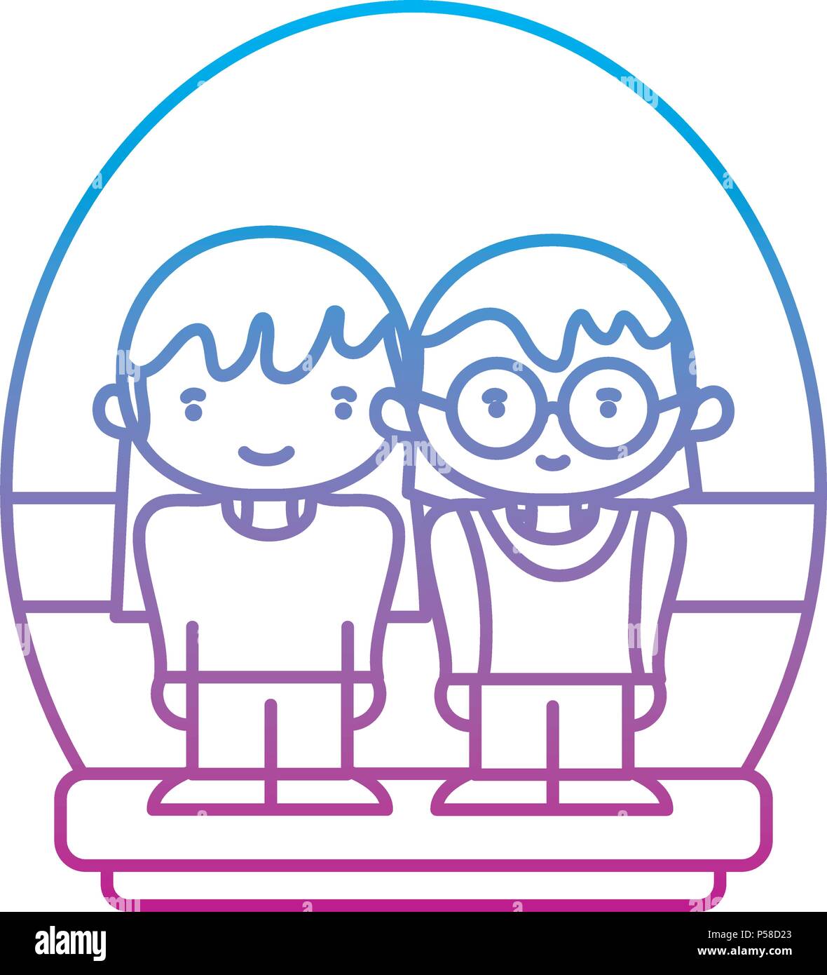 degraded line nice girls with casual clothes and hairstyle vector ...