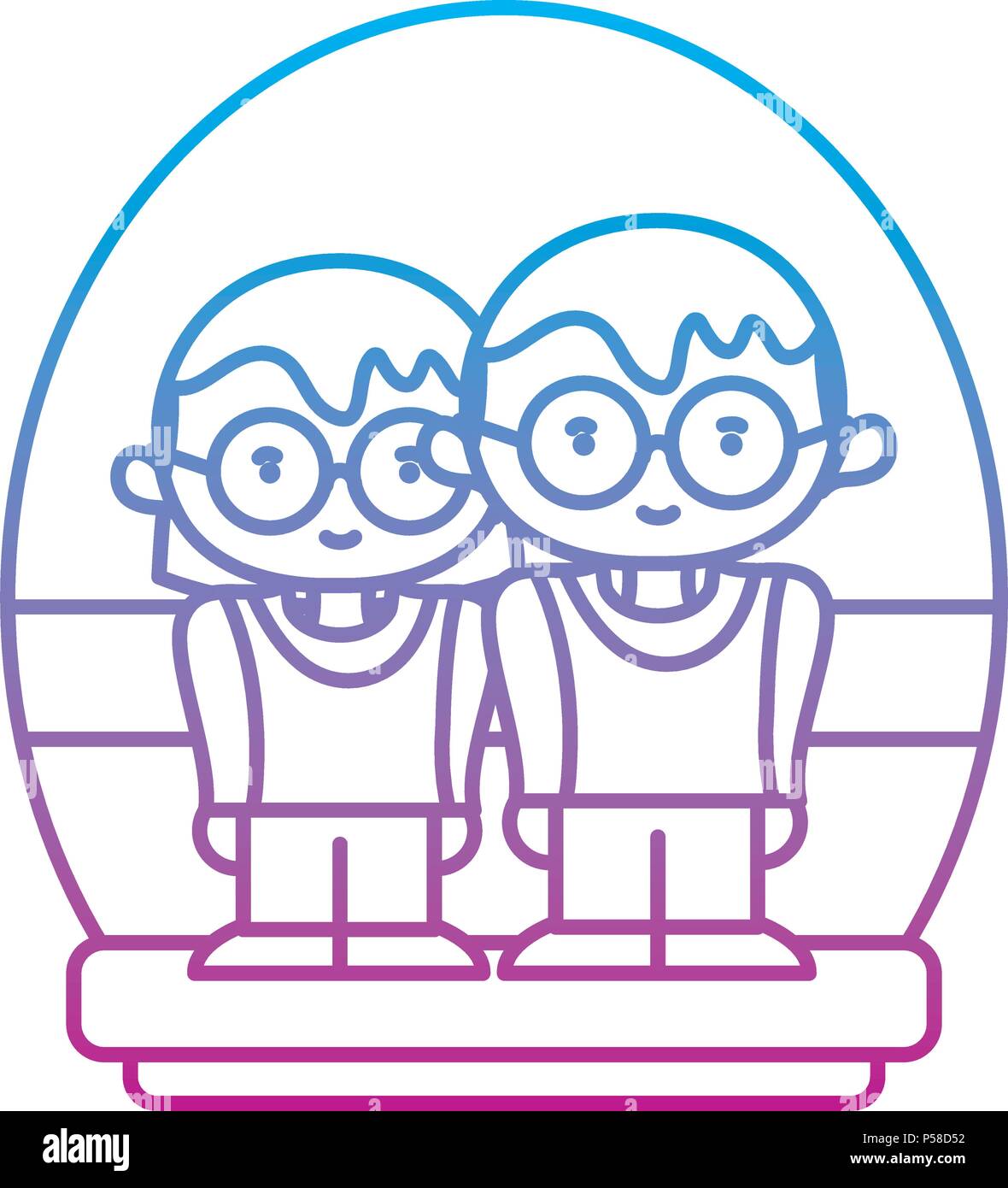 degraded line nice couple woman and man together vector illustration ...
