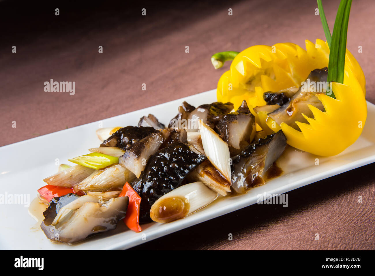 Braised Sea Cucumber with Scallion Stock Photo - Alamy