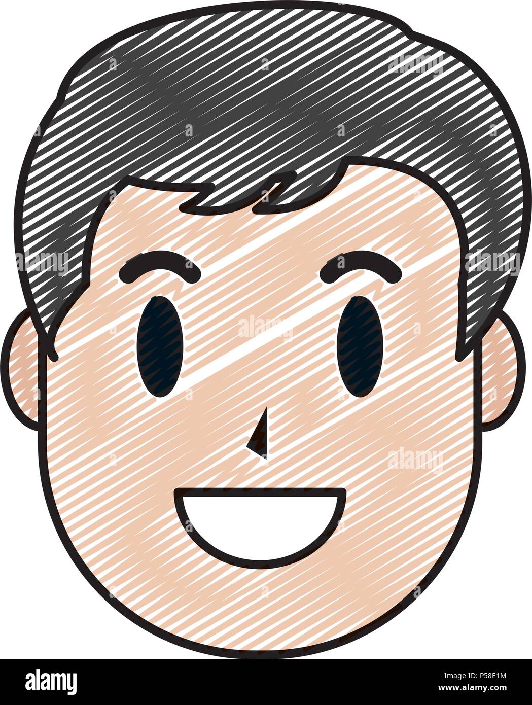 doodle happy man head with hairstyle design vector illustration Stock ...