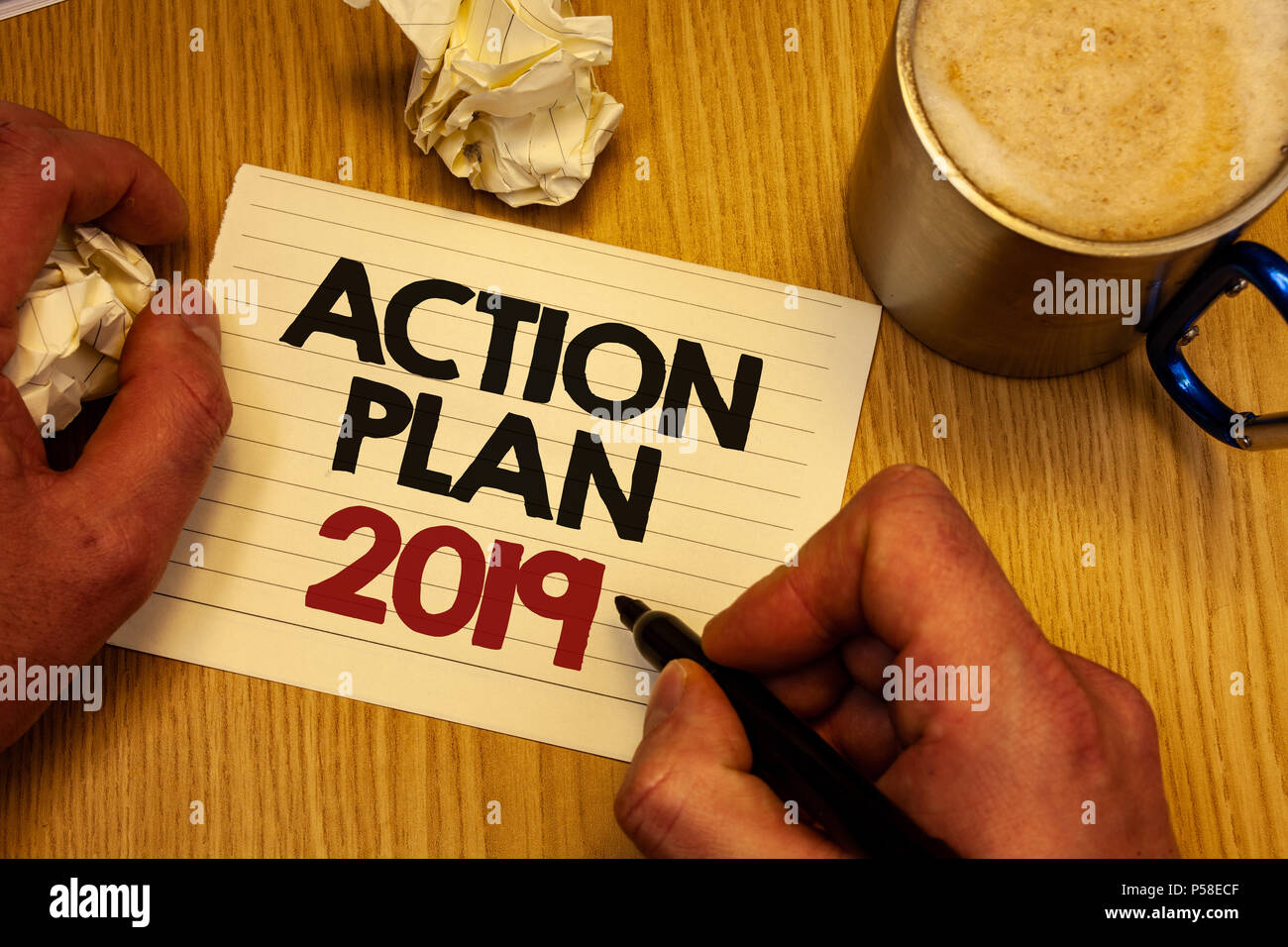 Handwriting text writing Action Plan 2019. Concept meaning Challenge ...