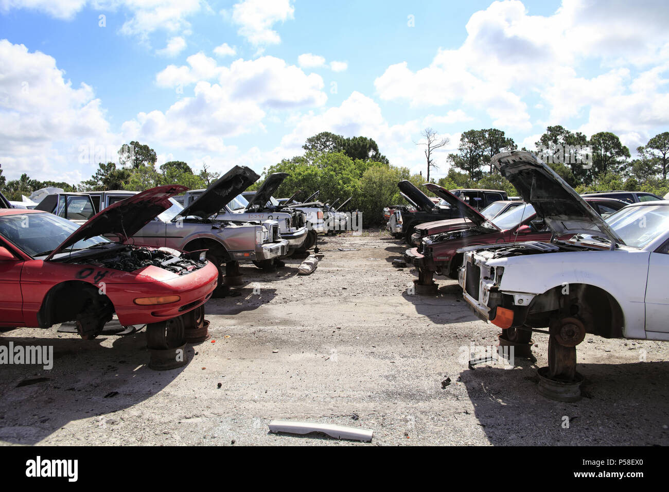 Car wreck old trash group hi-res stock photography and images - Alamy