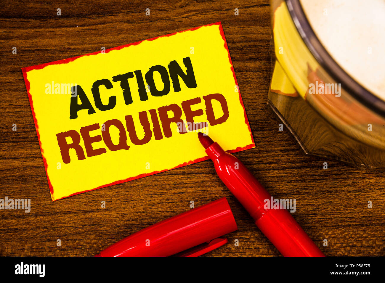 Writing note showing Action Required. Business photo showcasing ...