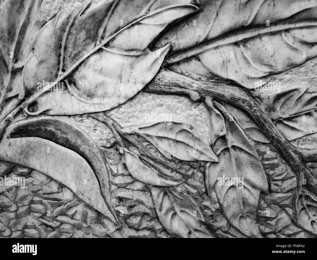 Carved foliage design Black and White Stock Photos & Images - Alamy