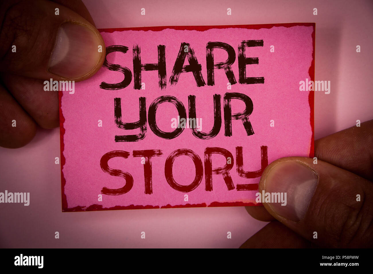 Handwriting text Share Your Story. Concept meaning Experience ...