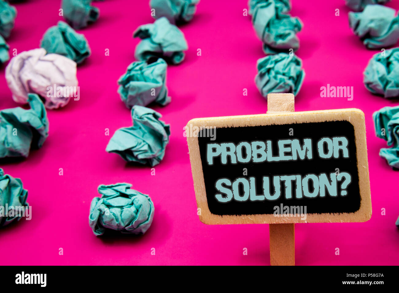Text sign showing Problem Or Solution Question. Conceptual photo Think ...
