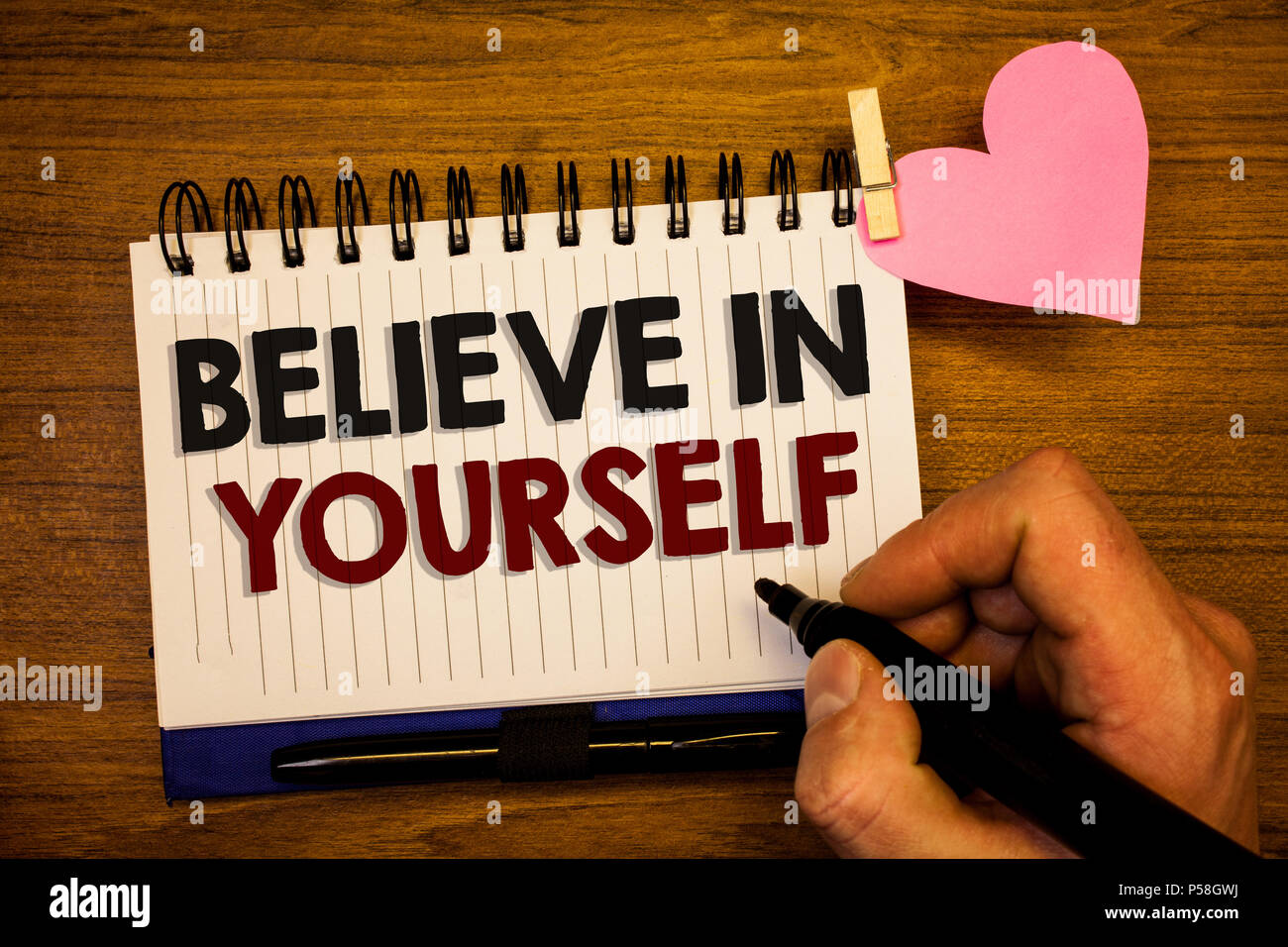 Conceptual hand writing showing Believe In Yourself. Business photo text Determination ...