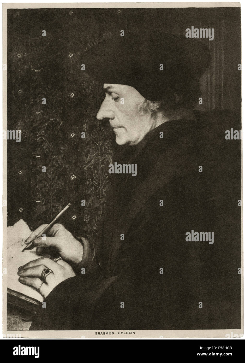 Portrait of Erasmus of Rotterdam, illustration from an original 1523 ...