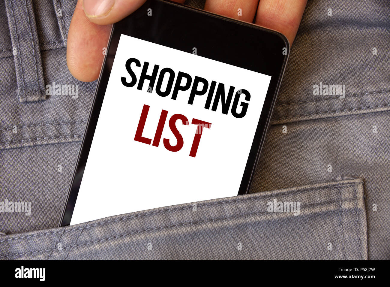 Conceptual hand writing showing Shopping List. Business photo textss ...