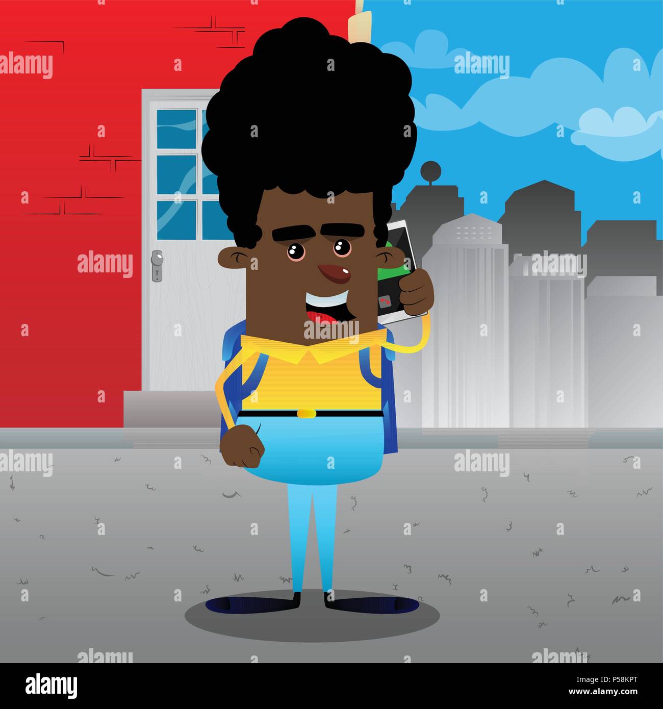 Child on smartphone school Stock Vector Images - Alamy