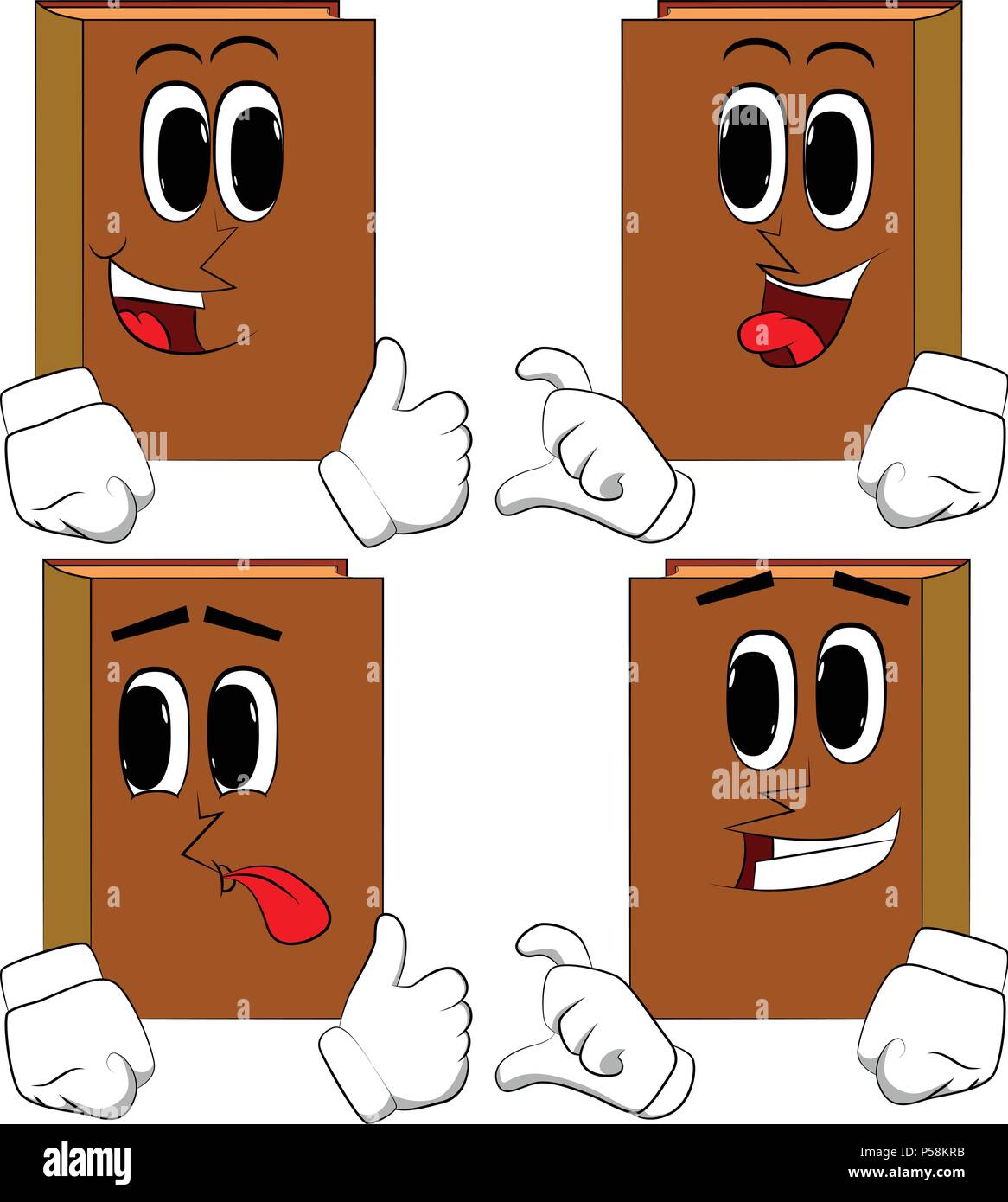 Books making friendzone symbol. Cartoon book collection with happy ...