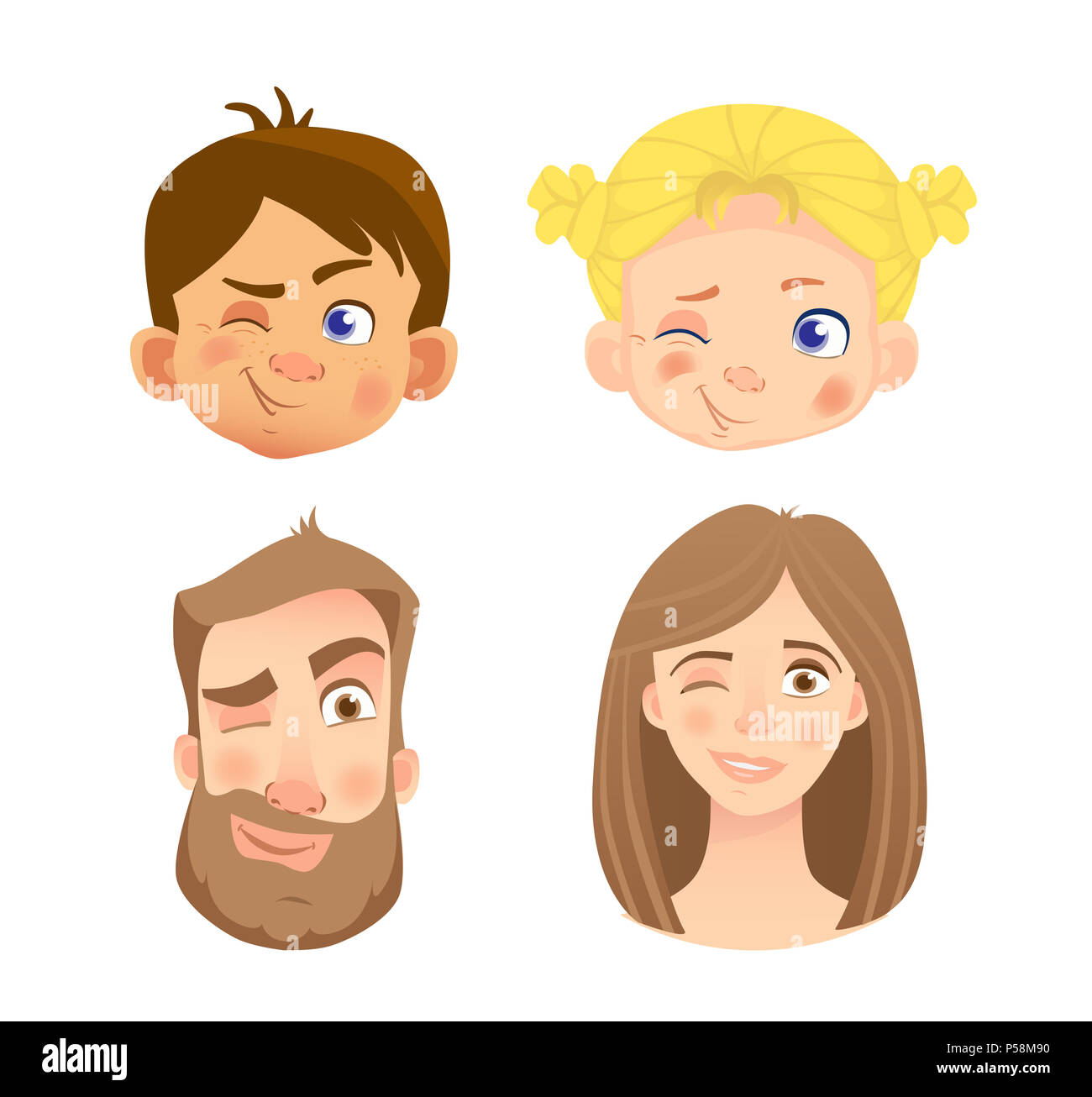 Emotions of human face. Set of human faces expressing emotions ...