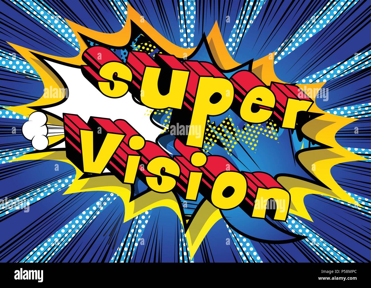 Super Vision - Comic book word on abstract background Stock Vector ...