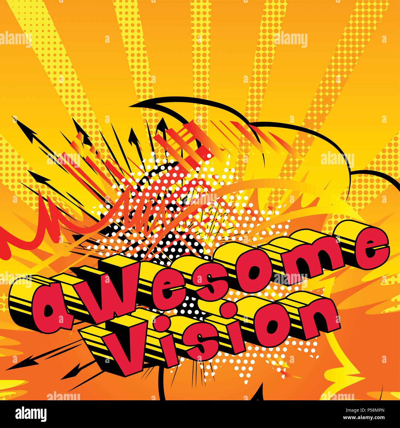 Awesome Vision - Comic book word on abstract background Stock Vector ...