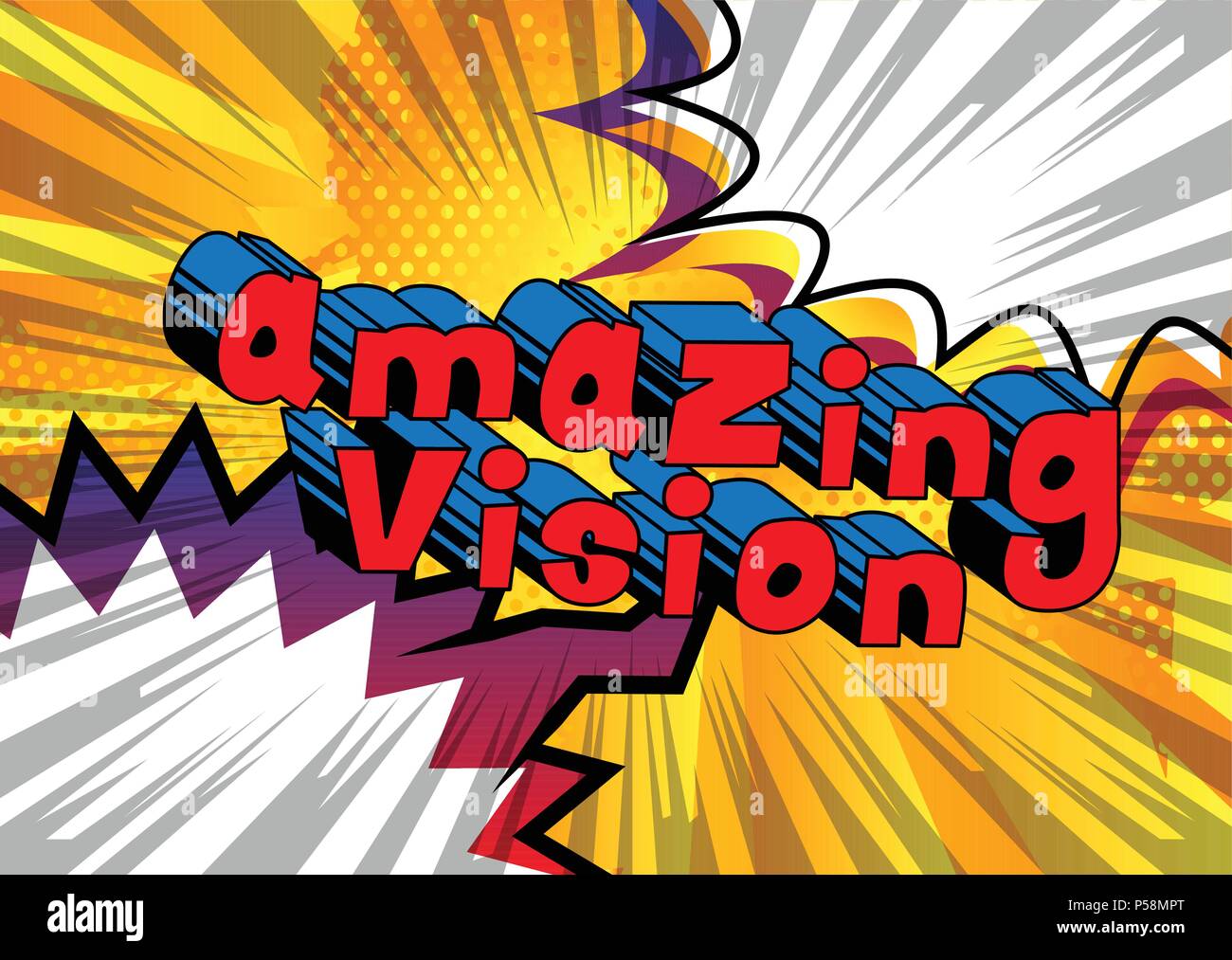 Amazing Vision - Comic book word on abstract background Stock Vector ...