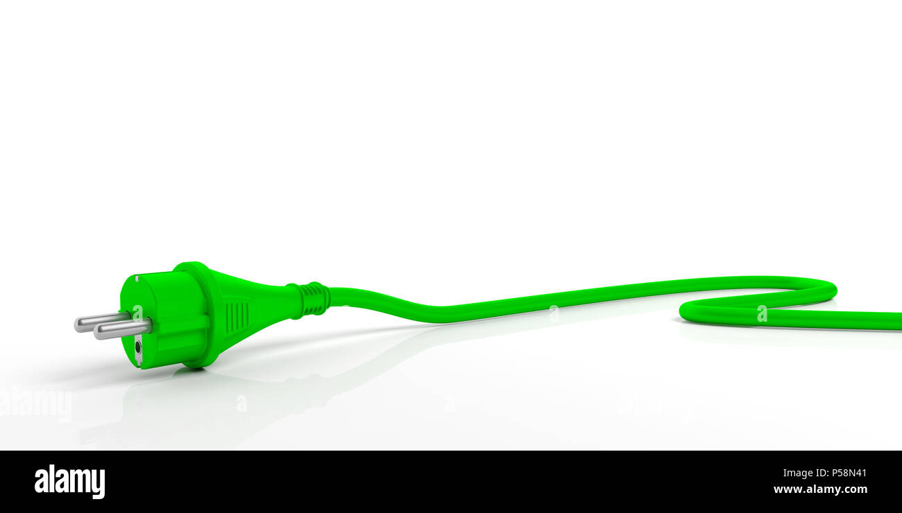 Green energy concept. Electric power plug isolated on white background ...
