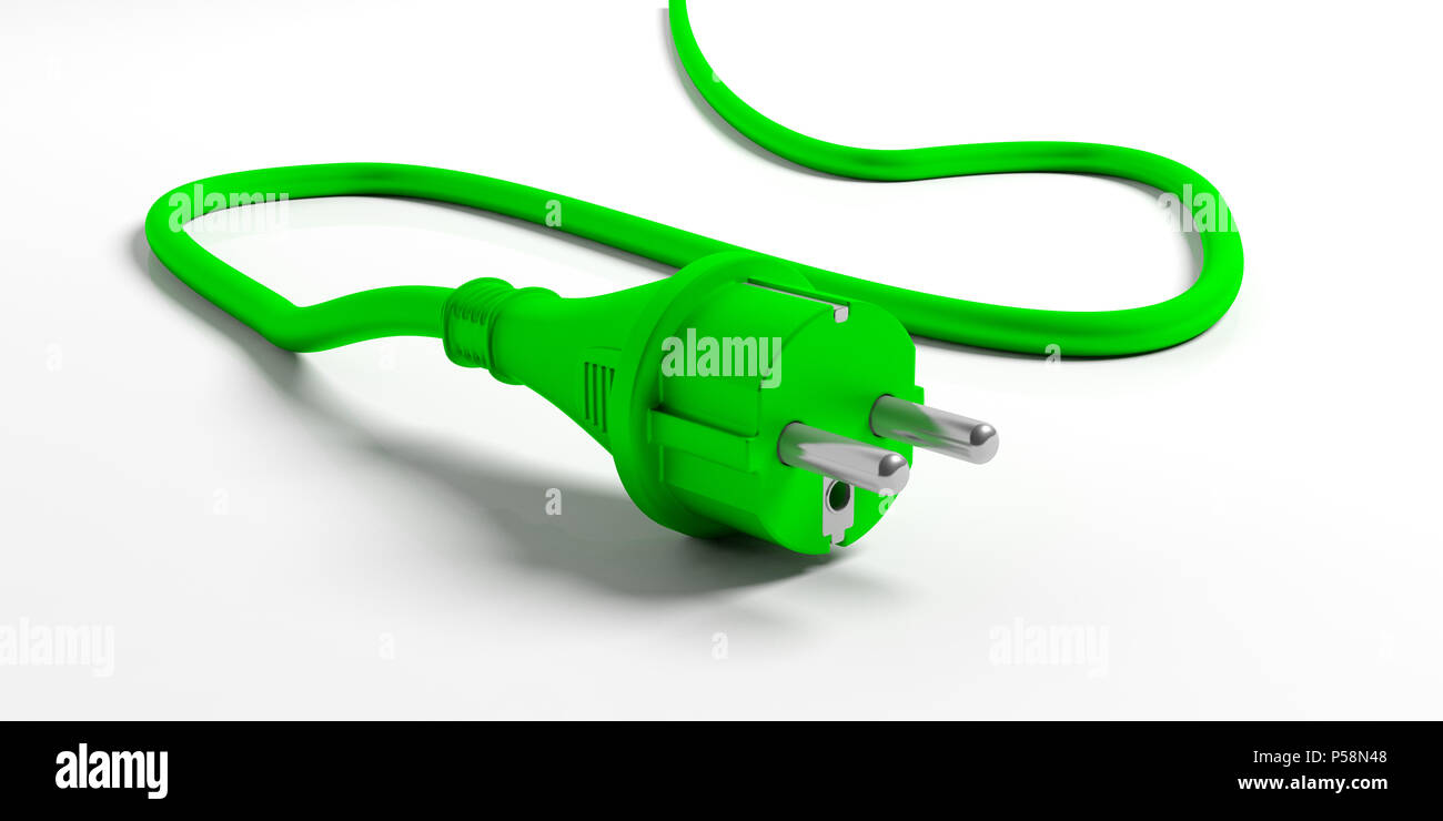 Green energy concept. Electric power plug isolated on white background ...